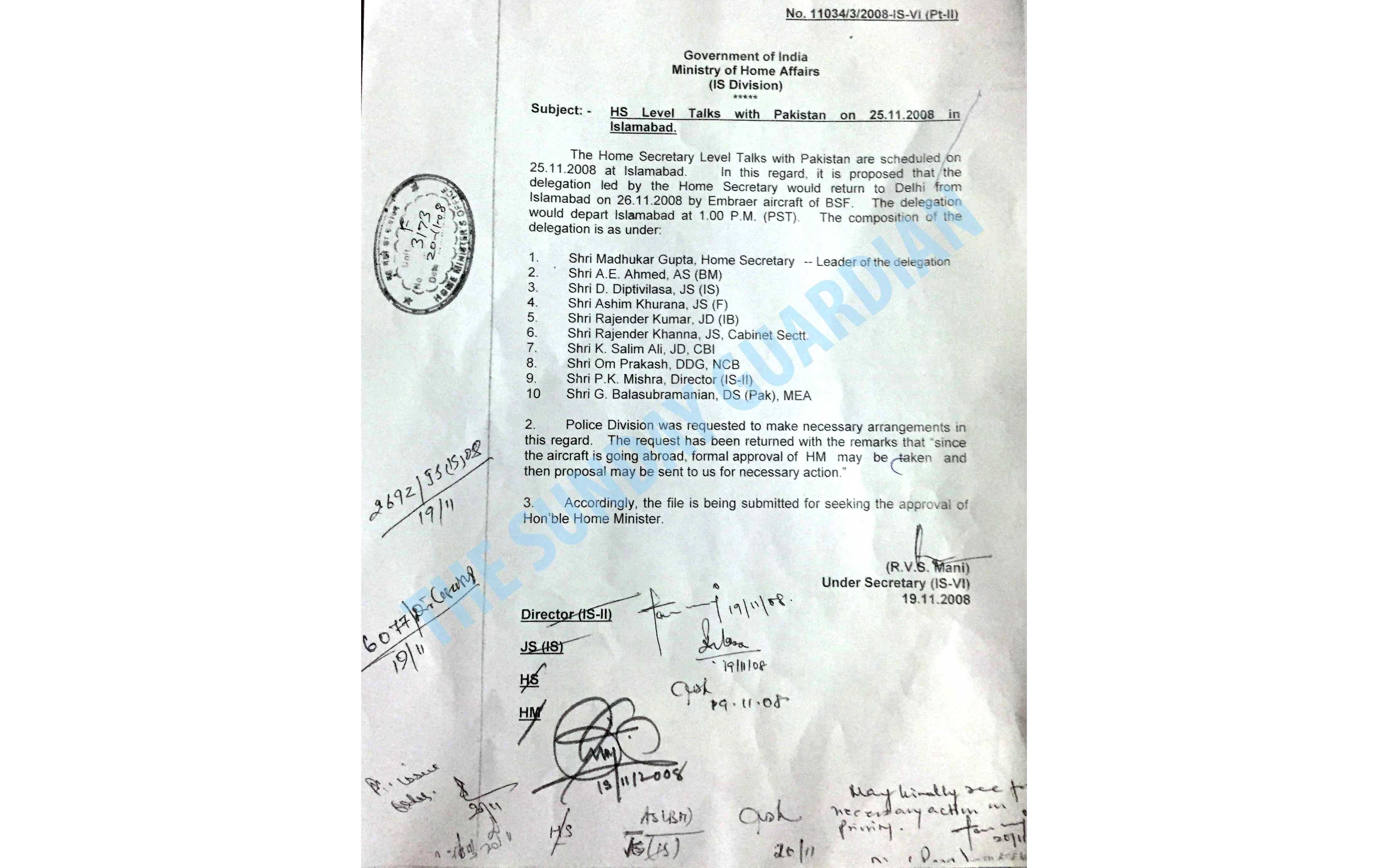 MHA officers were enjoying Pak hospitality during 26/11 - The Sunday ...